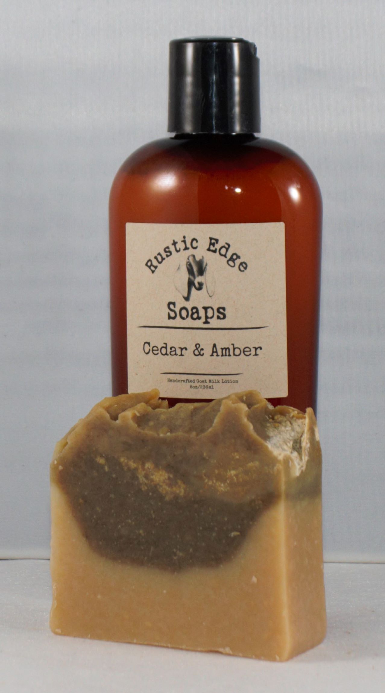 Cedar and Amber Soap and Lotion Set - Rustic Edge Soaps